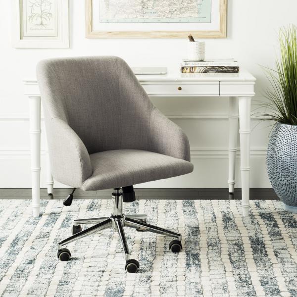 Safavieh Adrienne Grey Linen Chrome Leg Swivel Office Chair